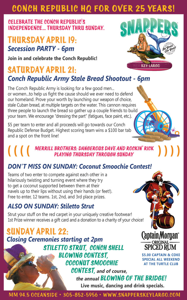 Conch Republic Independence Day! – Snappers Key Largo